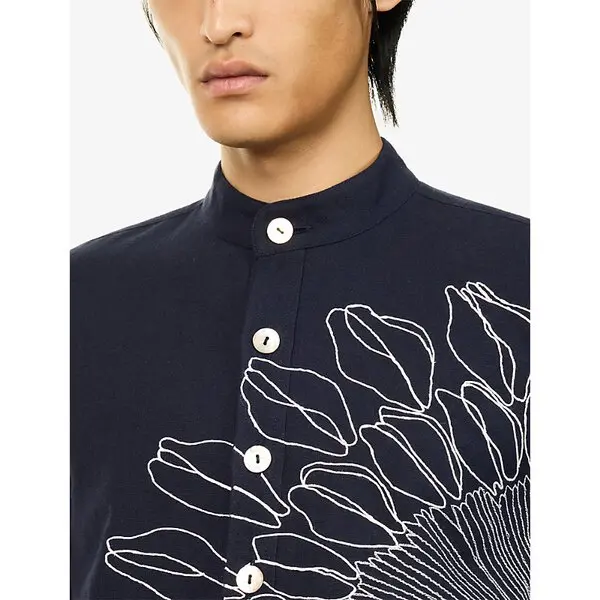 LABRUM Cowrie Embroidered-graphic Cotton Shirt