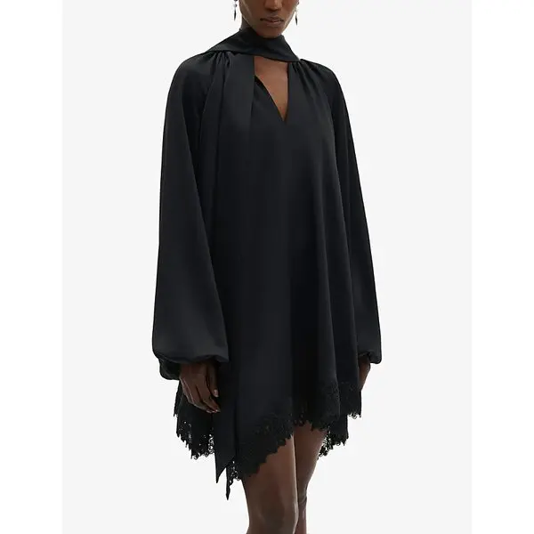 MALINA Norea Lace-trim Satin Mini Dress