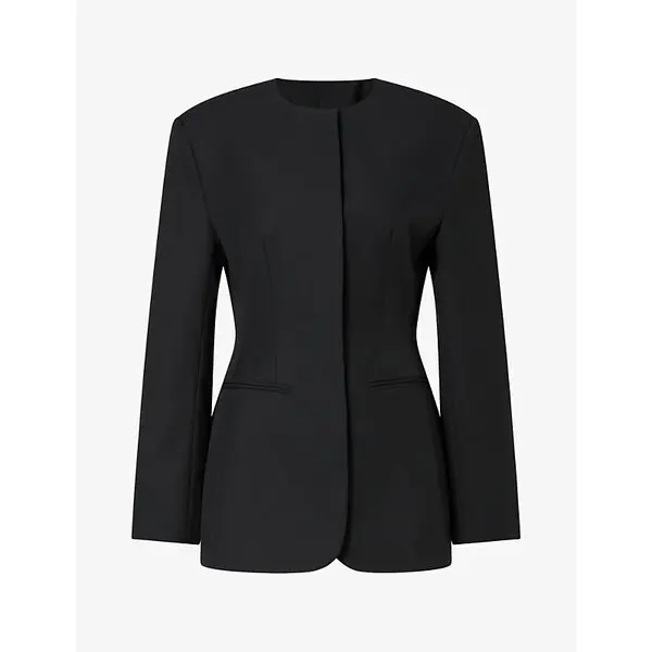 MALINA Carol Collarless Wool And Silk Blazer