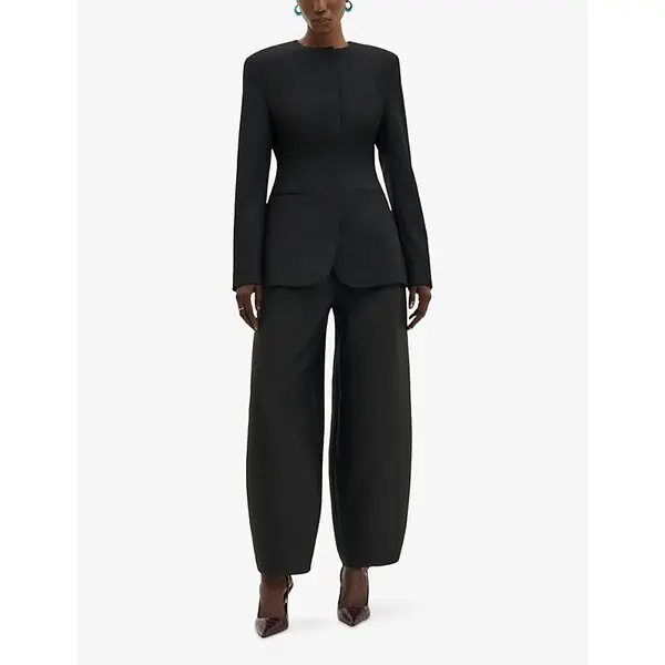 MALINA Carol Collarless Wool And Silk Blazer