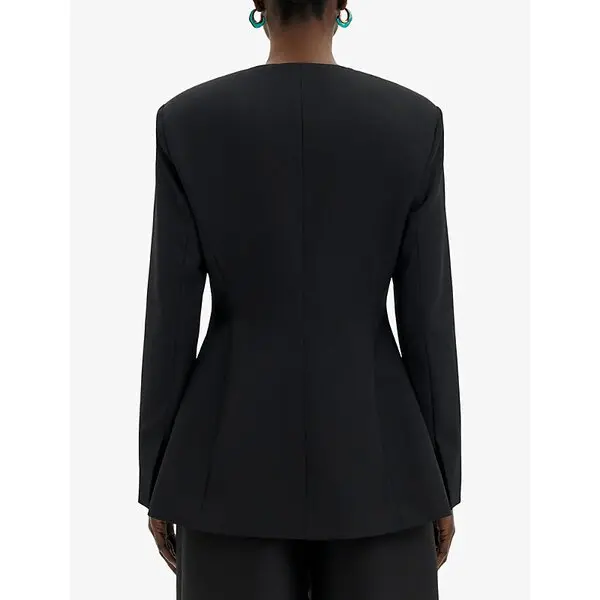MALINA Carol Collarless Wool And Silk Blazer