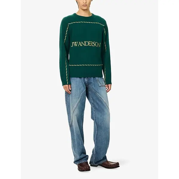 JW Anderson Embroidered-logo Crewneck Wool Jumper