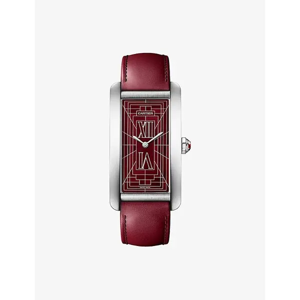 Cartier Tank Américaine Large Model, And Leather Automatic Watch&nbsp;&nbsp