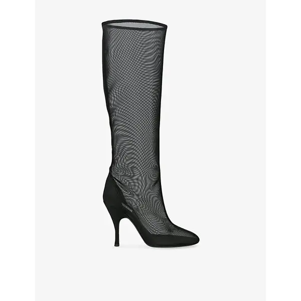 AZZEDINE ALAIA Nude 100 Mesh Knee-high Boots
