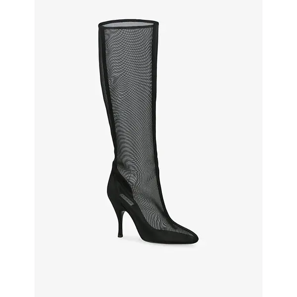 AZZEDINE ALAIA Nude 100 Mesh Knee-high Boots