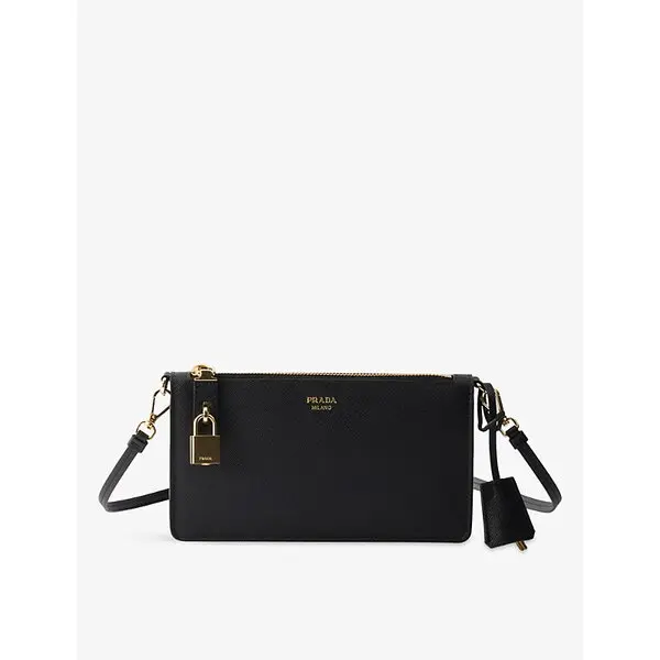 Prada Brand-foiled Leather Smartphone Pouch - Black