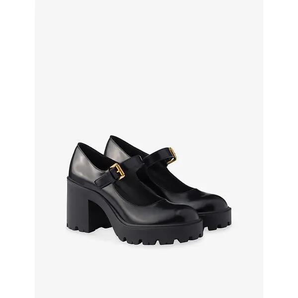 Prada Buckled Leather Heeled Pumps