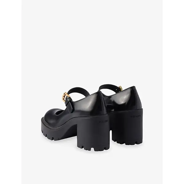 Prada Buckled Leather Heeled Pumps