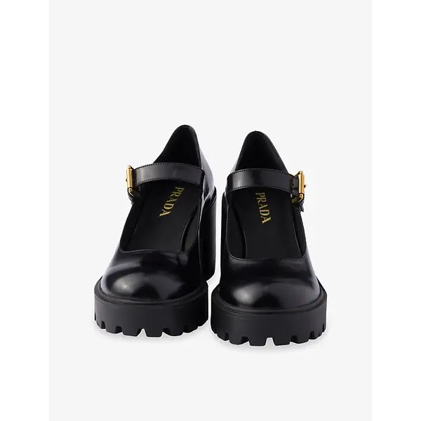 Prada Buckled Leather Heeled Pumps