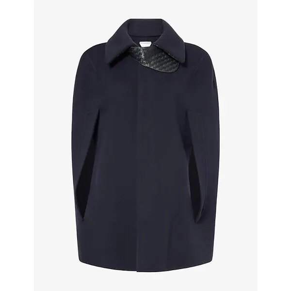 Bottega Veneta Intrecciato Wool And Cashmere Cape - Midnight Blue