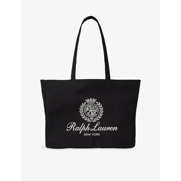 Polo Ralph Lauren Crest-embroidered Cotton-canvas Tote Bag - Black