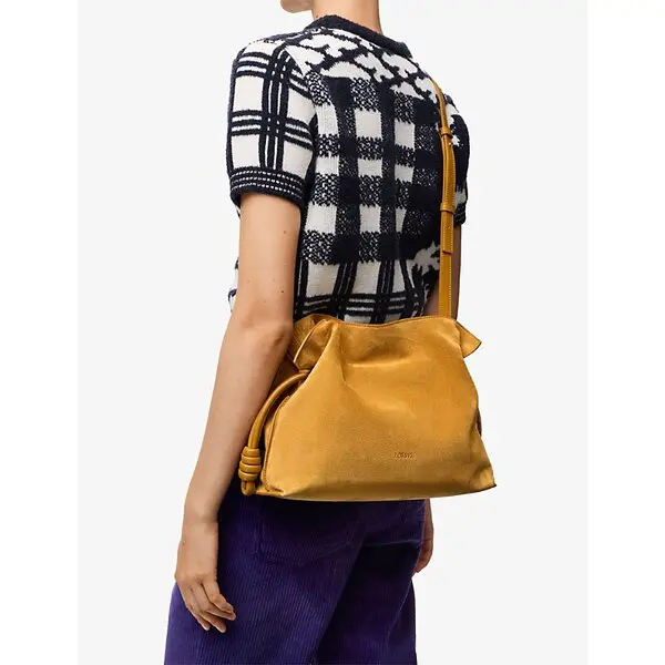 Loewe Flamenco Large Suede Clutch Bag - Ochre