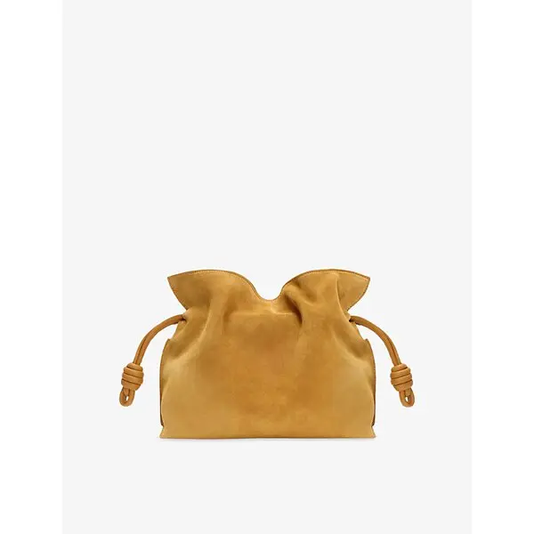 Loewe Flamenco Large Suede Clutch Bag - Ochre
