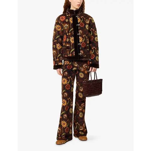 SIEDRES Donna Floral-print Corduroy Jacket