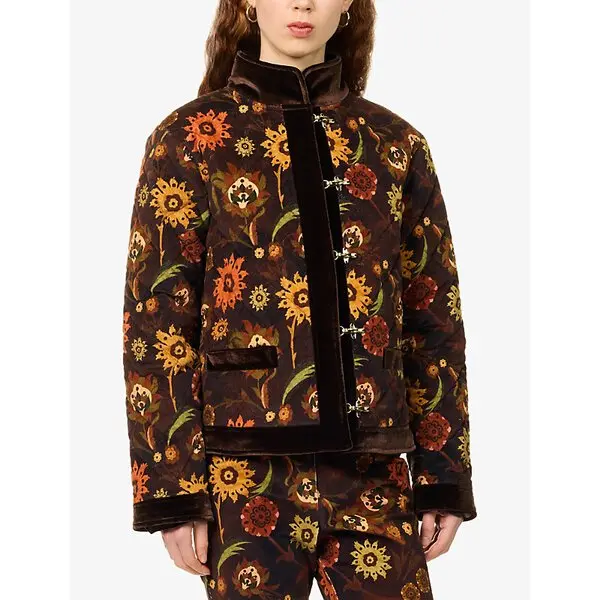 SIEDRES Donna Floral-print Corduroy Jacket