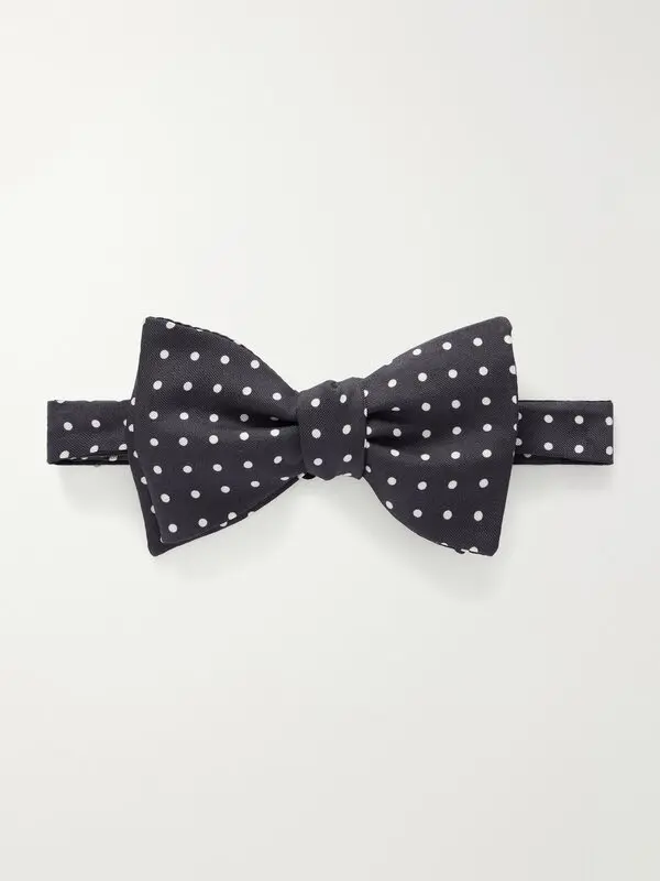 FAVOURBROOK Party Pre-tied Polka-dot Silk Bow Tie - Black