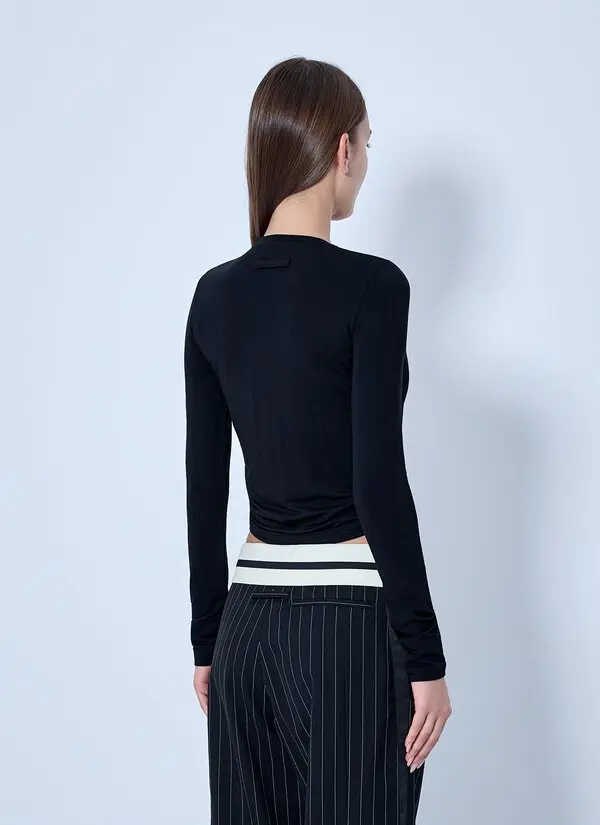 JEAN PAUL GAULTIER Ruched Logo Cropped Top - Black