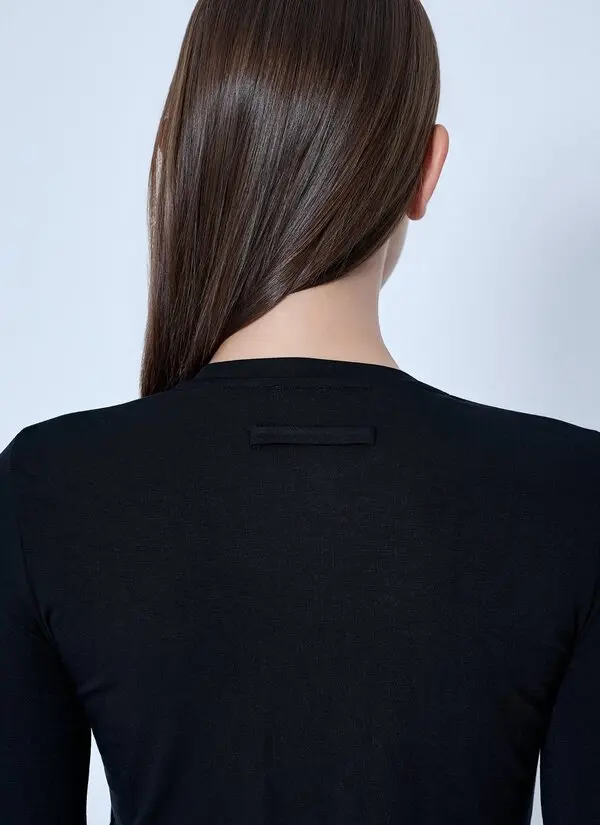 JEAN PAUL GAULTIER Ruched Logo Cropped Top - Black