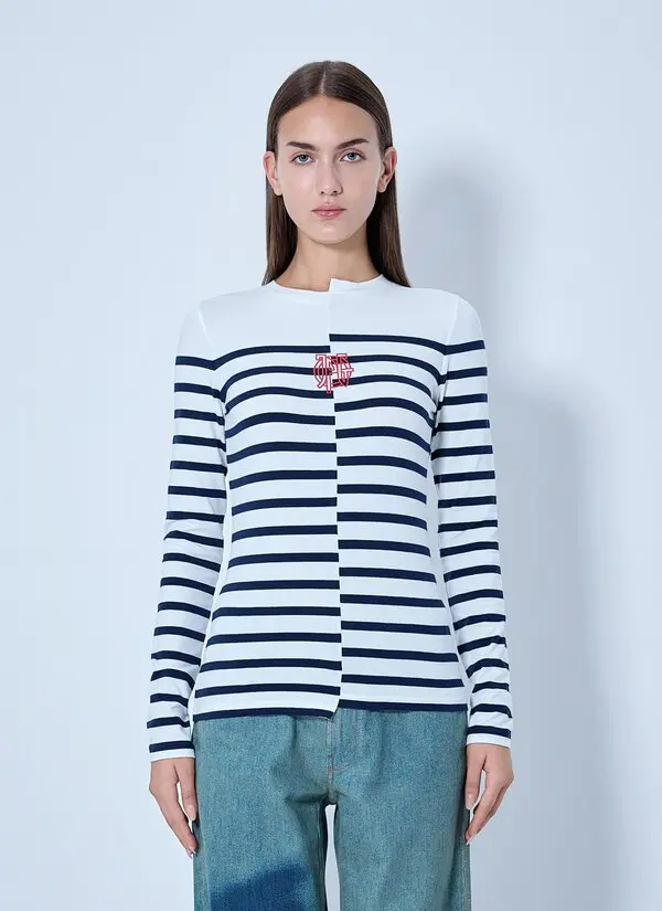 JEAN PAUL GAULTIER Striped Crewneck Long-sleeve Top