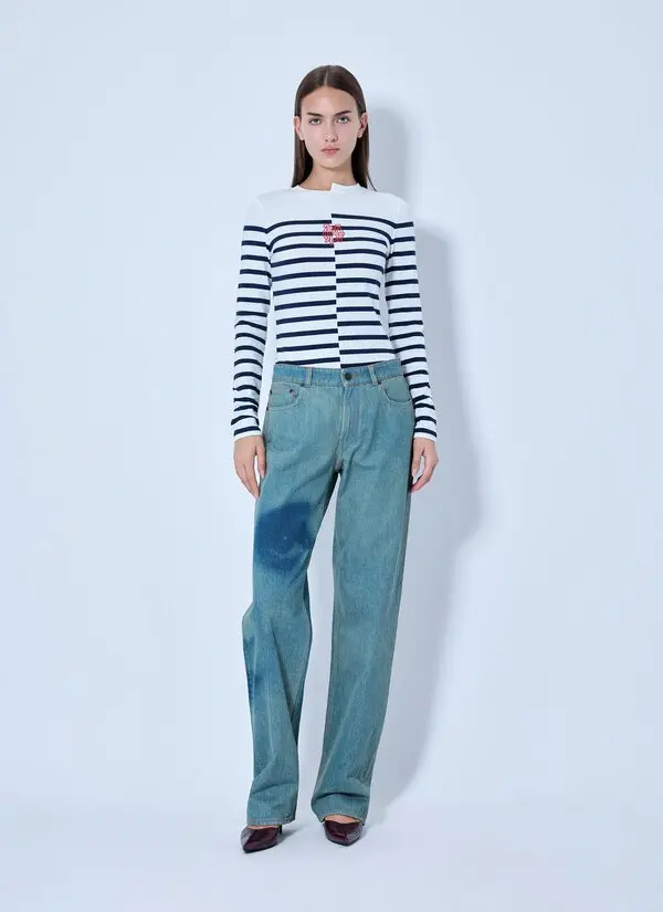 JEAN PAUL GAULTIER Striped Crewneck Long-sleeve Top