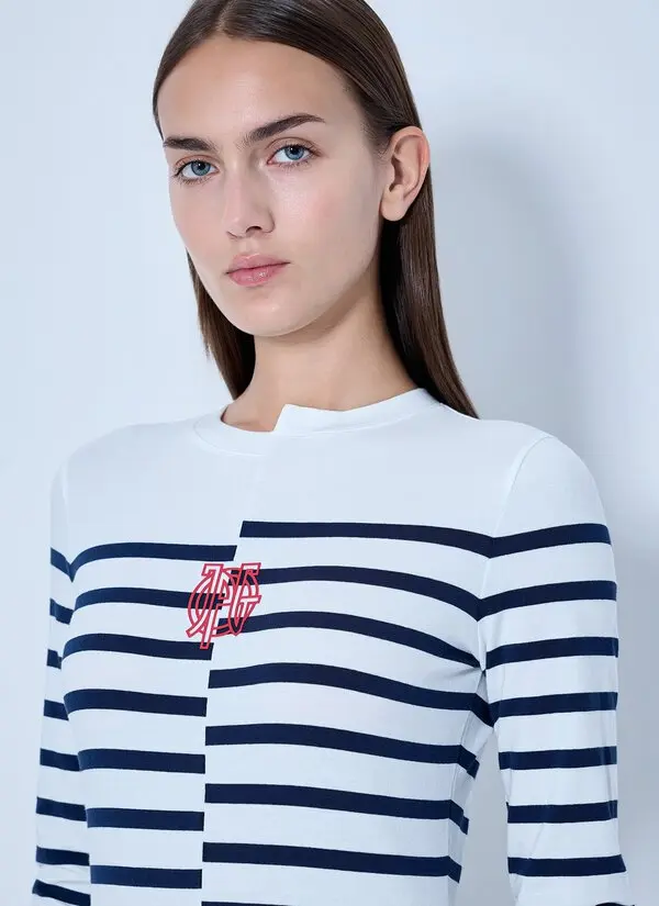 JEAN PAUL GAULTIER Striped Crewneck Long-sleeve Top