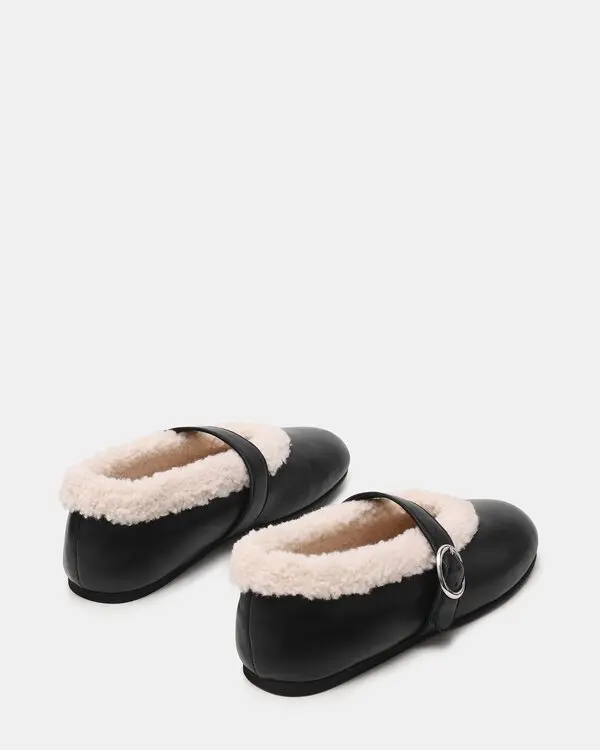 Steve Madden Lodge Faux Fur Flats - Black