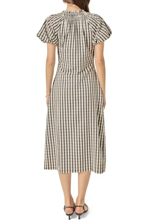 English Factory Smocked Neck Gingham Midi Dress