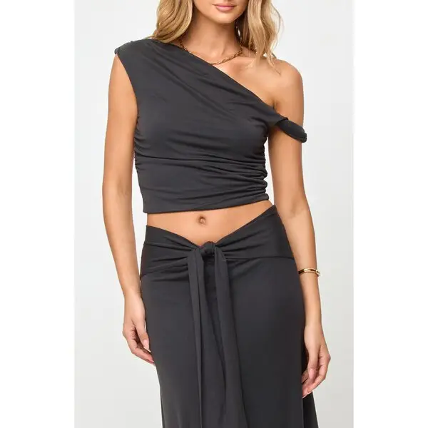 L*Space Moonlit Asymmetrical Cover-up Top - Black