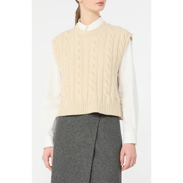 Max Mara Cable Knit Wool Sweater Vest