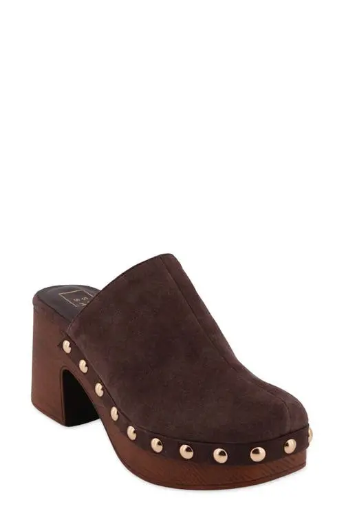 SHU SHOP Geneva Faux Suede Clog Mule - Brown Suede
