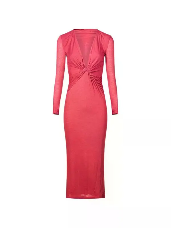 Amen Longuette Knot-detail V-neck Maxi Dress