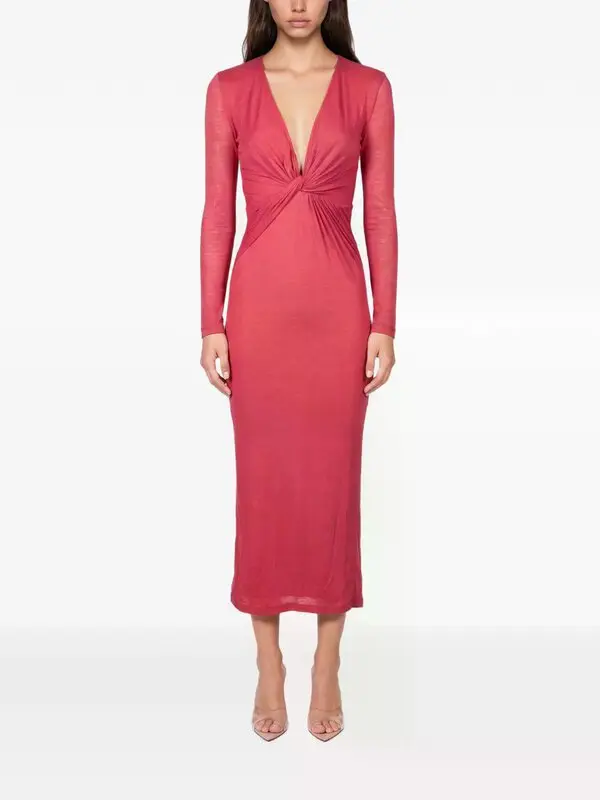 Amen Longuette Knot-detail V-neck Maxi Dress