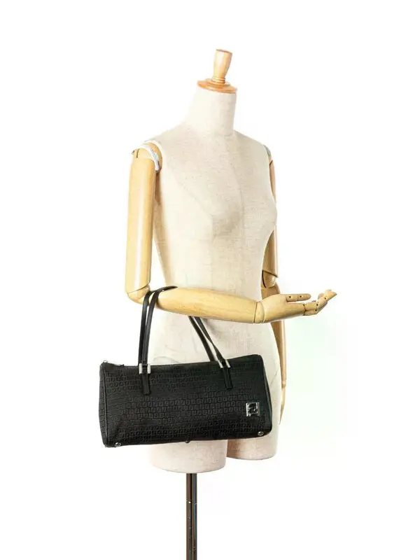 Fendi 2000-2010 Micro Zucchino Canvas Bauletto Handbag