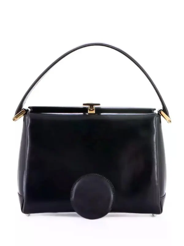 Gucci Vintage G Box Top Handle Bag Leather Small Satchel - Black
