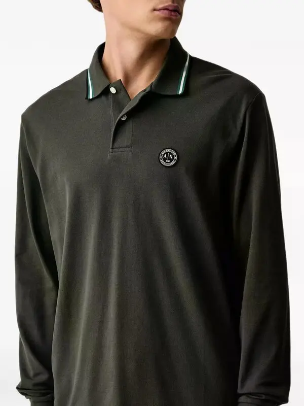 Armani Exchange Logo-patch Long-sleeve Polo Shirt