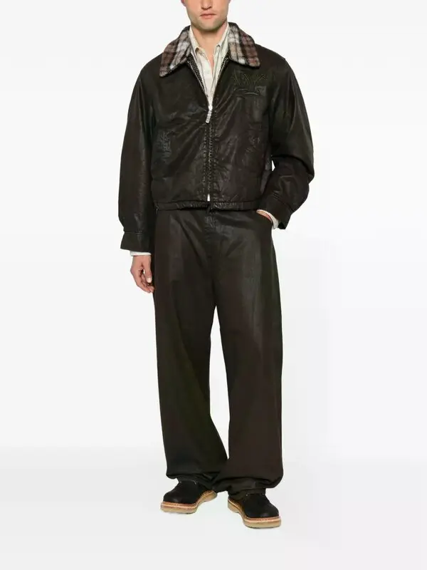 PDF Check-collar Logo-embossed Jacket