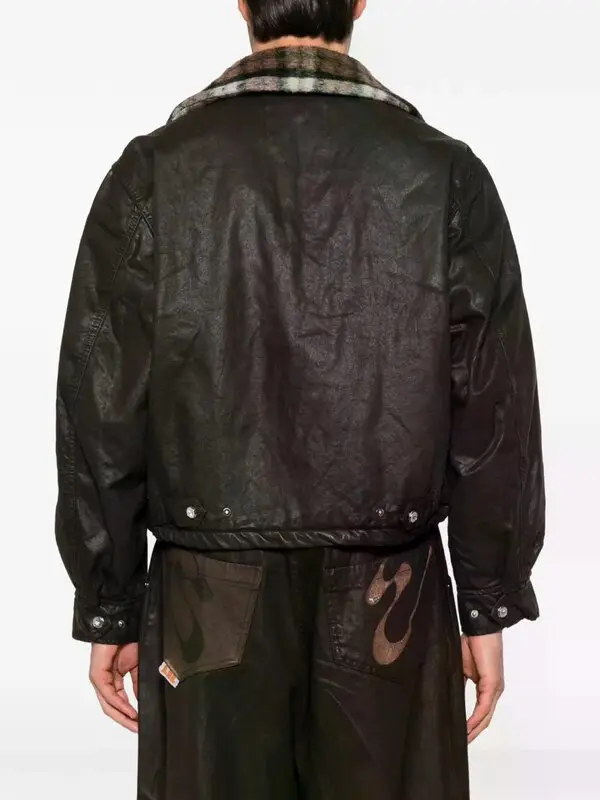 PDF Check-collar Logo-embossed Jacket
