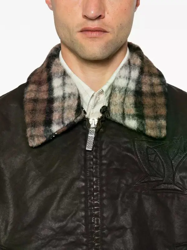 PDF Check-collar Logo-embossed Jacket