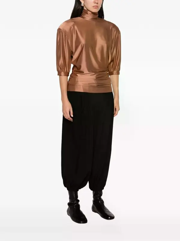 Rabanne High-neck Gathered-waist Blouse