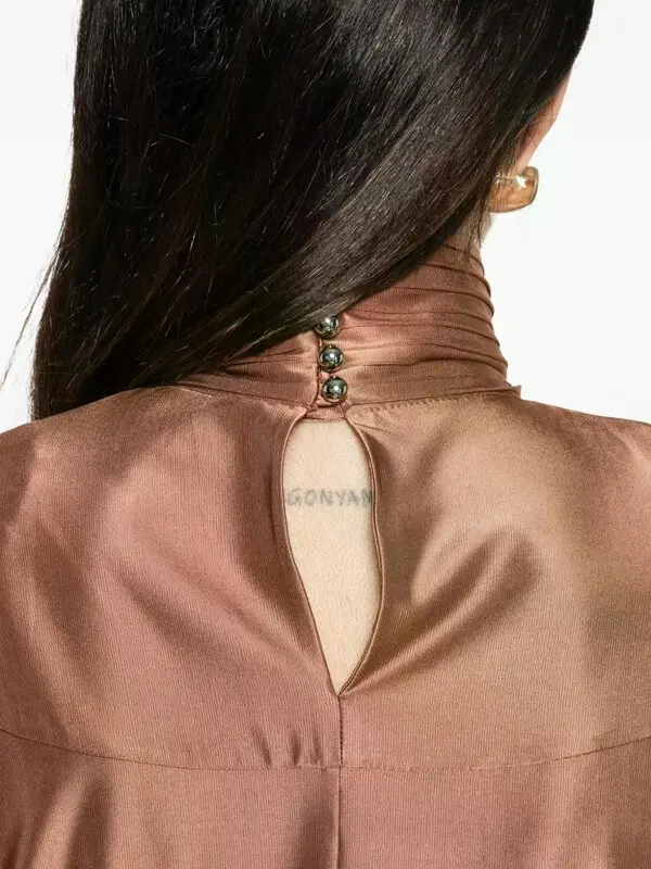 Rabanne High-neck Gathered-waist Blouse
