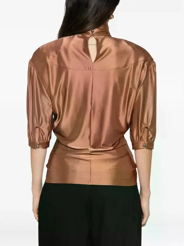 Rabanne High-neck Gathered-waist Blouse