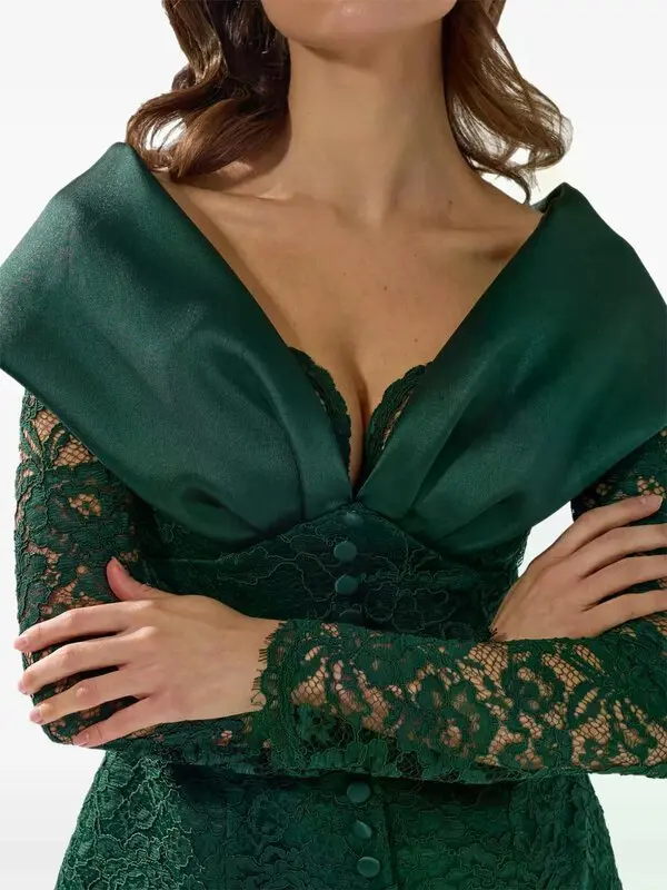SILK LOVE & LACE Tamara Peplum-waist Gown - Green