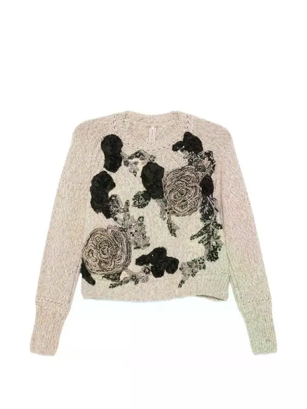 Antonio Marras Floral-appliqué Sequin-embellished Sweater