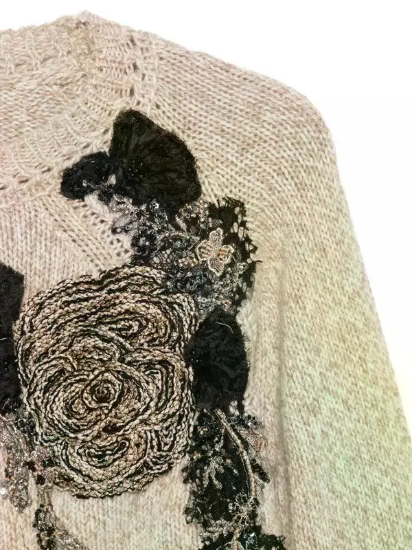 Antonio Marras Floral-appliqué Sequin-embellished Sweater