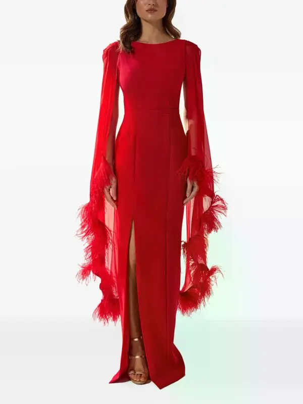 SILK LOVE & LACE Ginger Feather-trimmed Gown