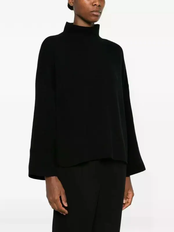 ALLUDE High-neck Wide-sleeve Sweater
