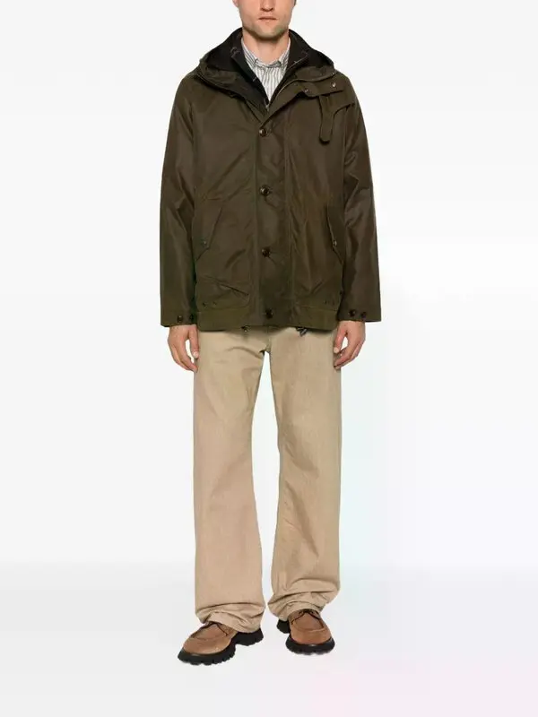 Barbour Hooded Button-fastening Waxed Coat