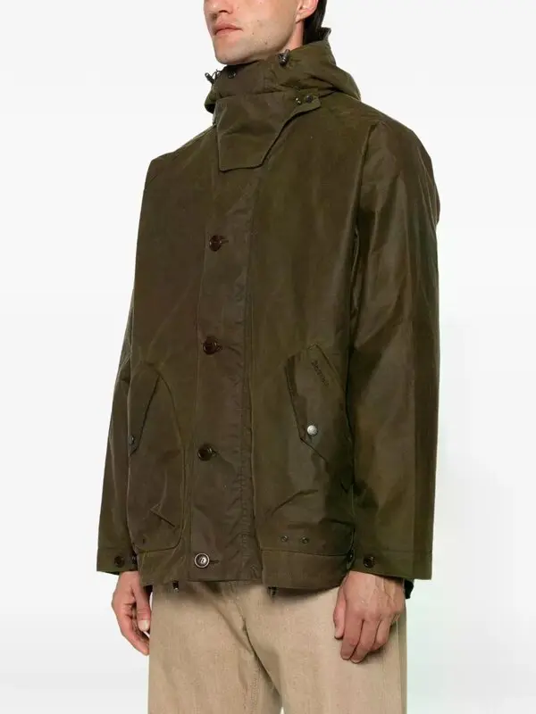 Barbour Hooded Button-fastening Waxed Coat