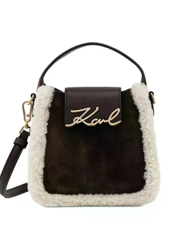 Karl Lagerfeld Shearling-trim Cross Body Bag - Brown