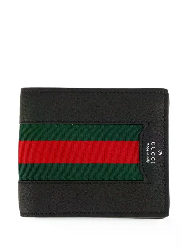 Gucci Web-stripe Leather Wallet - Black